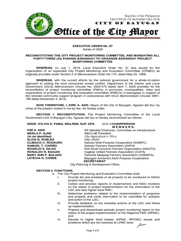 Eo 87 Pdf Government Justice