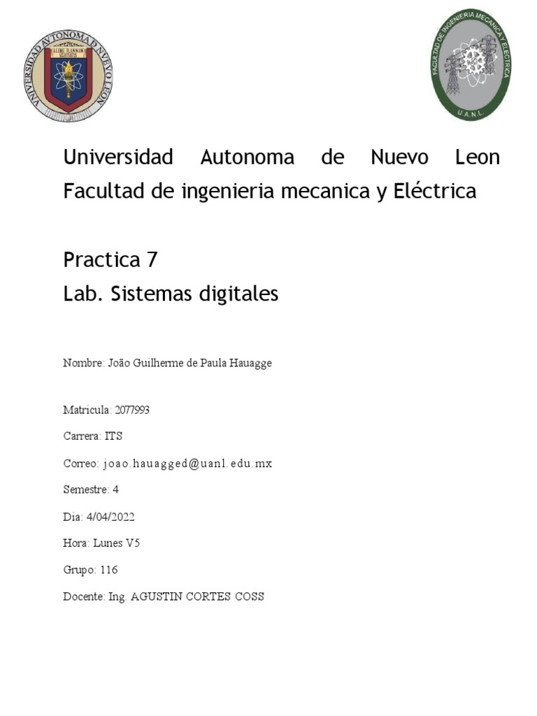 Practica 7 Lab. Sistemas Digitales | PDF