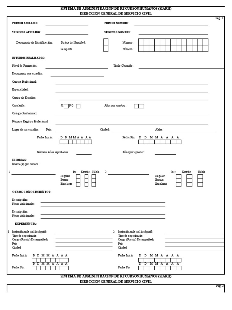 Formatos de Ficha de Siarh Personal-1 | PDF | Desarrollo profesional