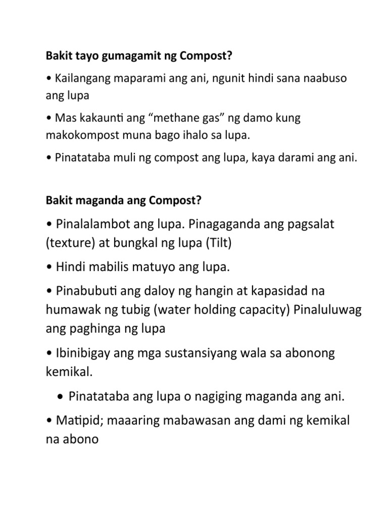 Bakit Tayo Gumagamit NG Compost | PDF