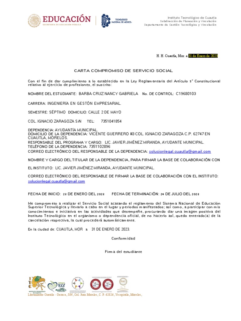 Carta Compromiso | PDF | Gobierno