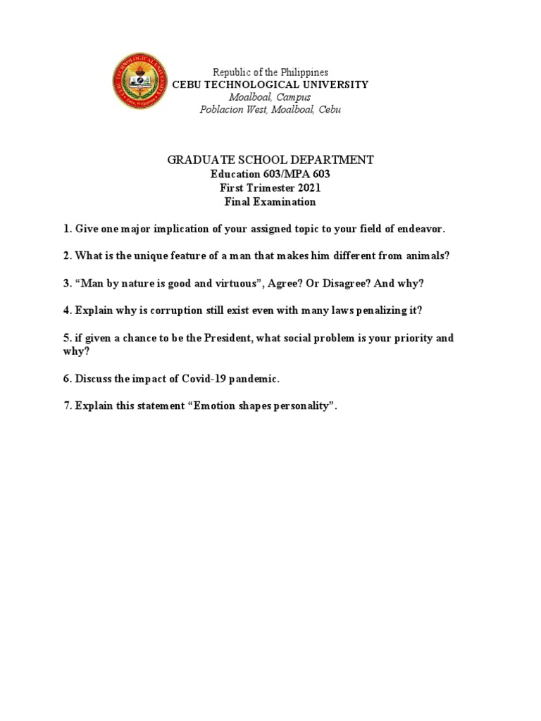 Final Examination in Philo | PDF