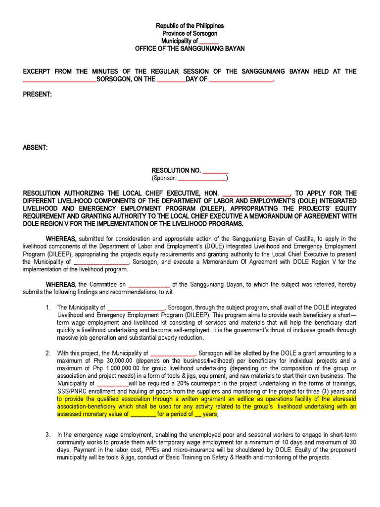 SB-Resolution - Template | PDF | Unemployment Benefits | Employment