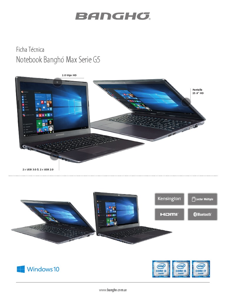Ficha Tecnica Notebook Bangho Max Serie G5 (G16) | PDF | Intel | USB