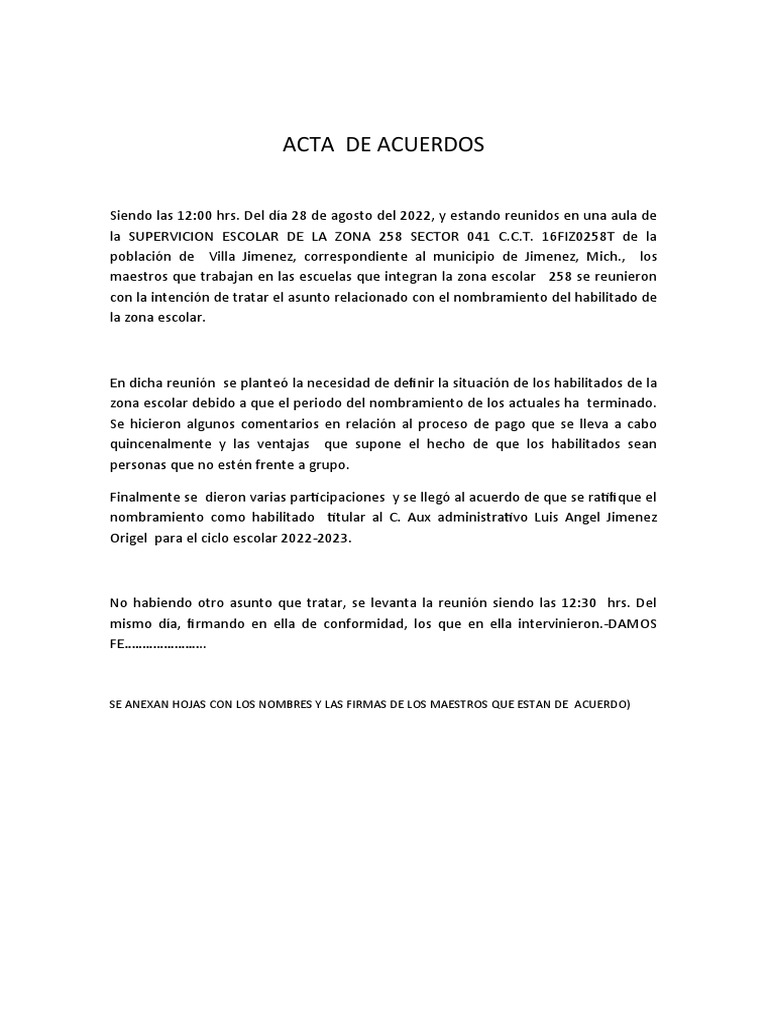 Acta de Acuerdo | PDF