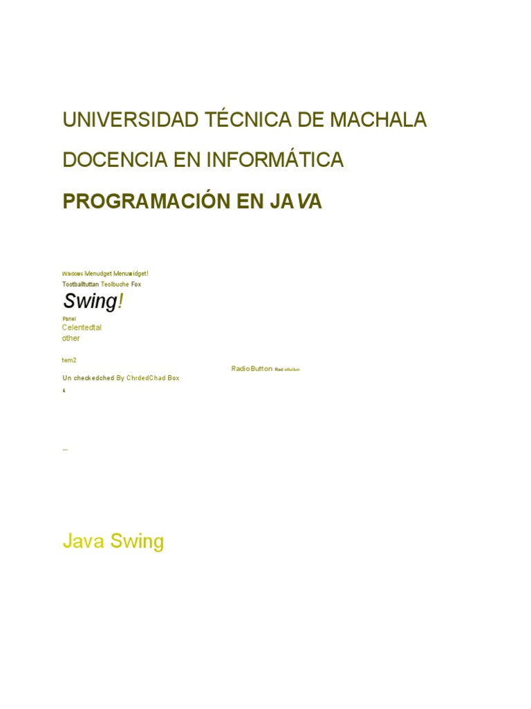Swing P1 | PDF | Java (lenguaje de programación) | Diseño gráfico