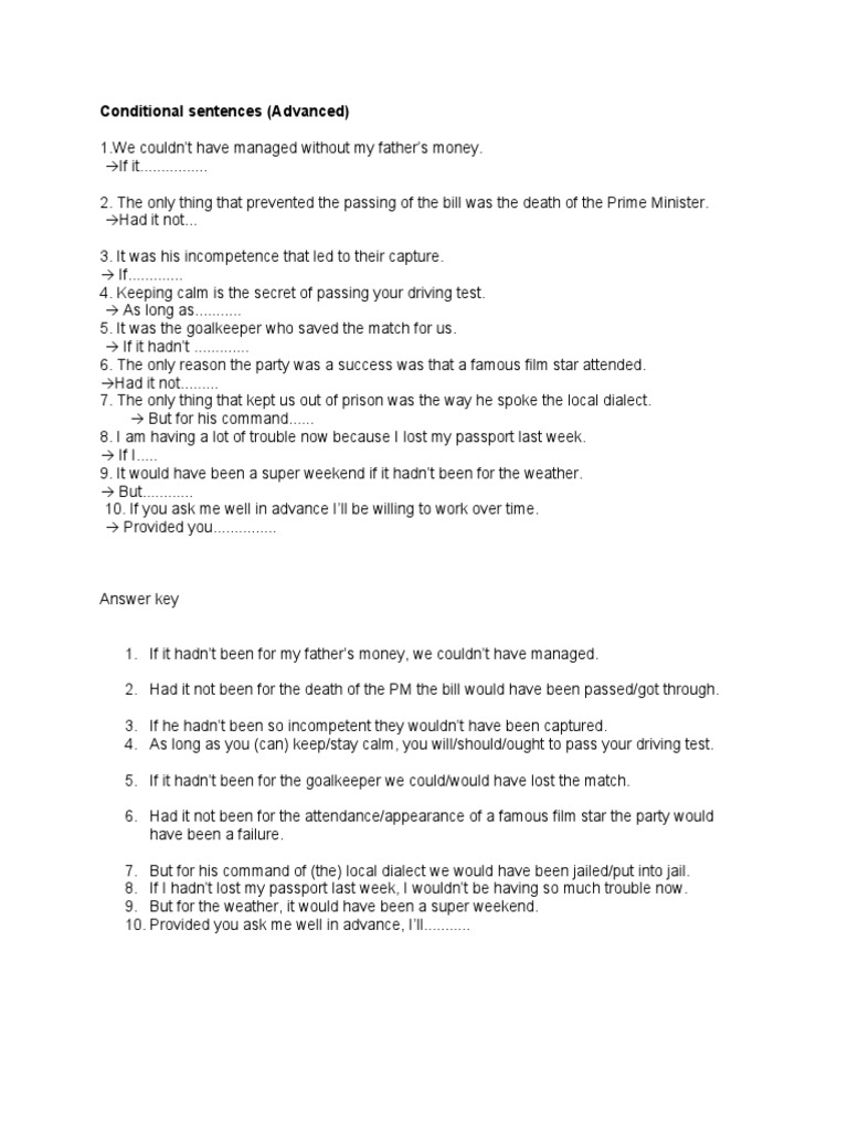 Conditional Sentences (Advanced) | PDF