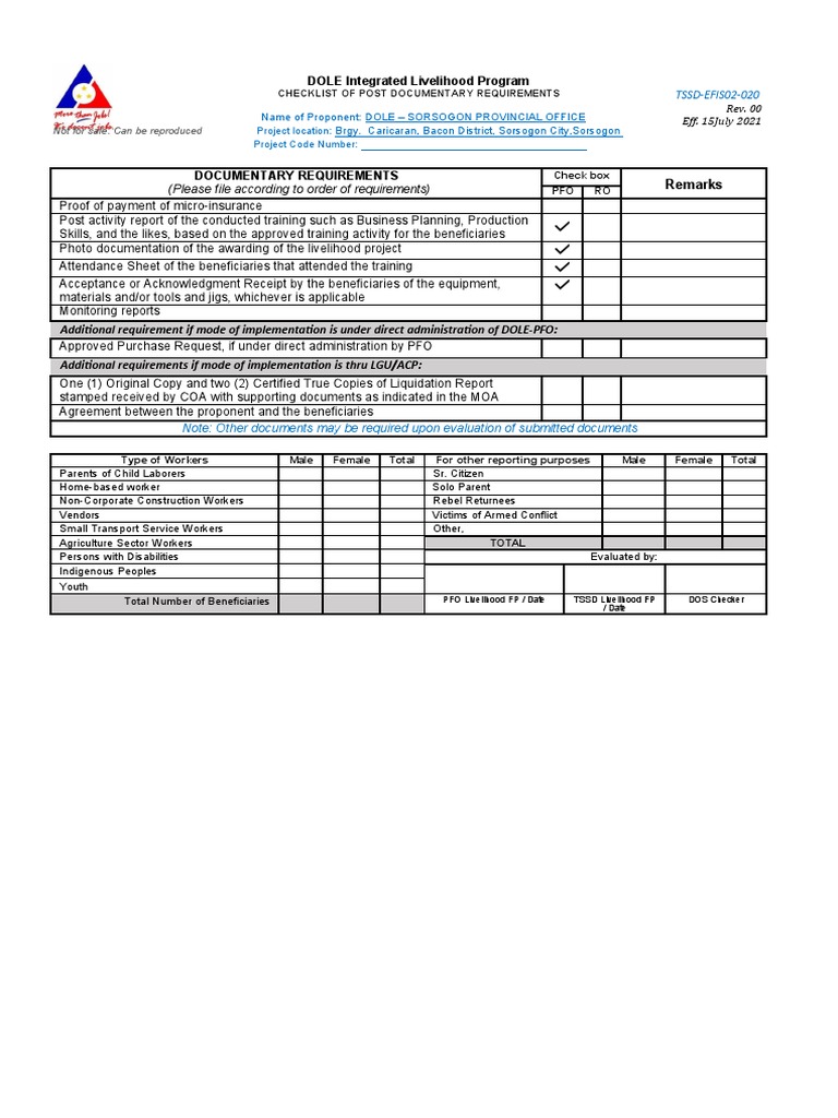 Checklist For Post Documentary Requirements | PDF