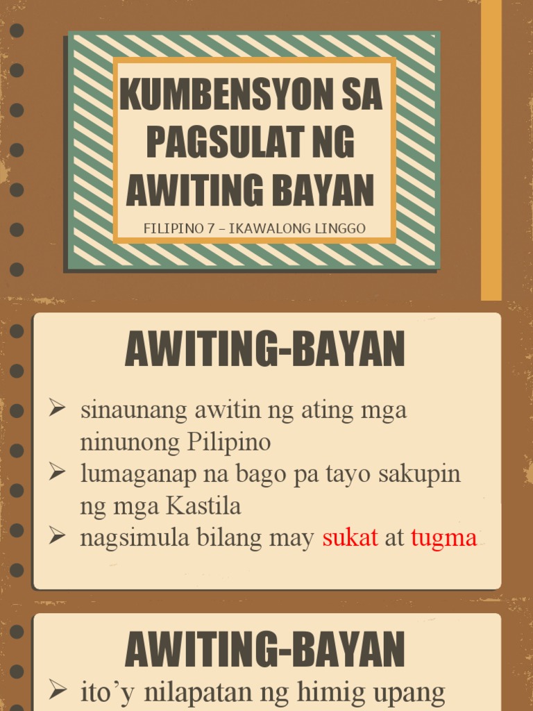 Fil 7 - Kumbensyon Sa Pagsulat NG Awiting-Bayan | PDF