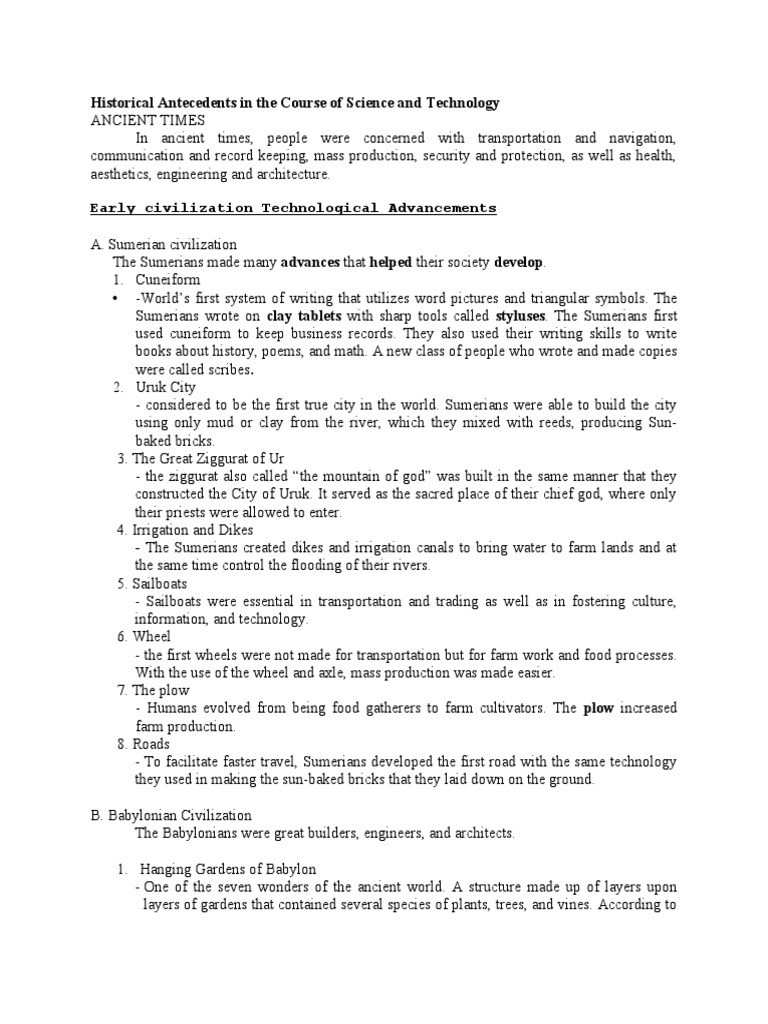 Prelim STS Module 1 | PDF | Sumer | Gunpowder