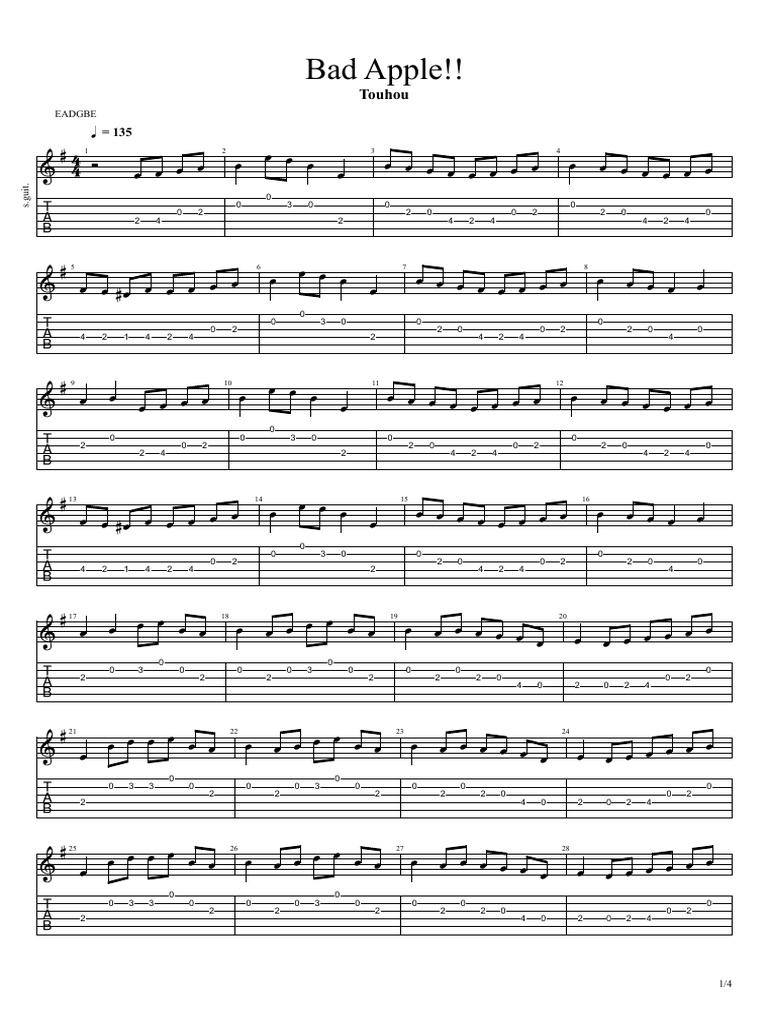 Bad Apple!! Sheet Music Guide | PDF | Works | Video Game Development