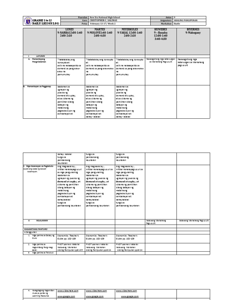 Week-2-Q3-DLL_ARALING-PANLIPUNAN-9 | PDF