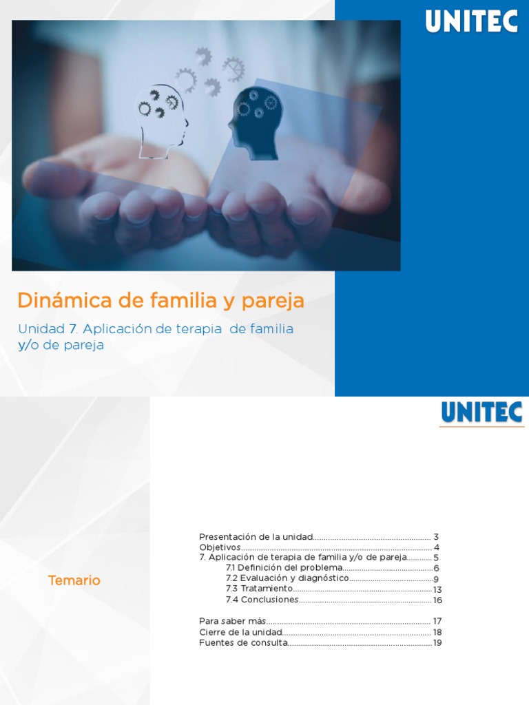 Unidad 7. Apicación de Terapia de Familia y Pareja | Descargar gratis PDF | Psicoterapia | Ansiedad