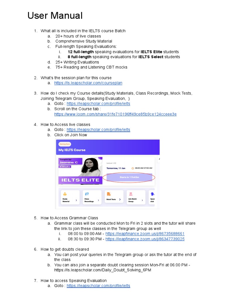 IELTS Course User Manual Guide | PDF | International English Language ...