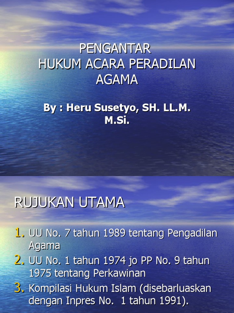 Hukum Acara Peradilan Agama Pertemuan 1 | PDF | Ilmu Sosial | Hukum