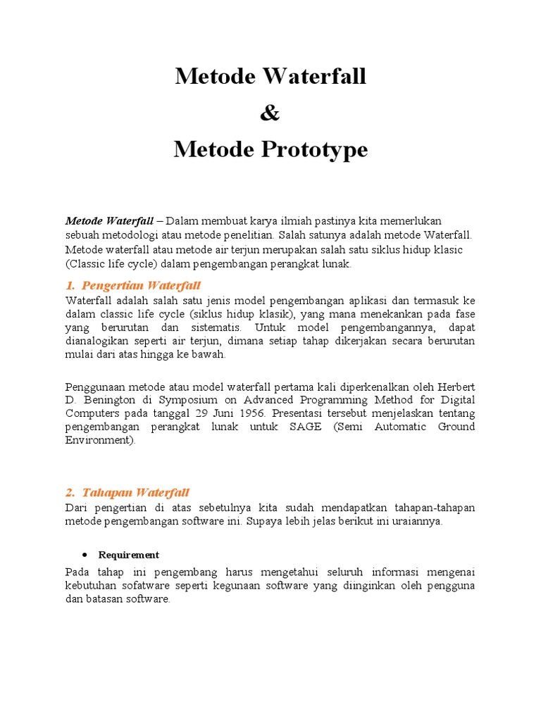 Metode Waterfall dan Prototype dalam Pengembangan | PDF | Komputer | Teknologi & Rekayasa