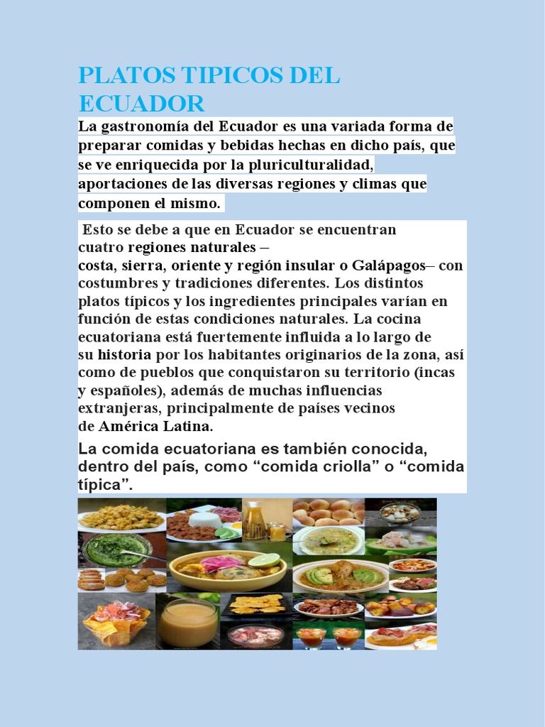 Comidas Tipicas Del Ecuador 1 | PDF | Ciencias sociales