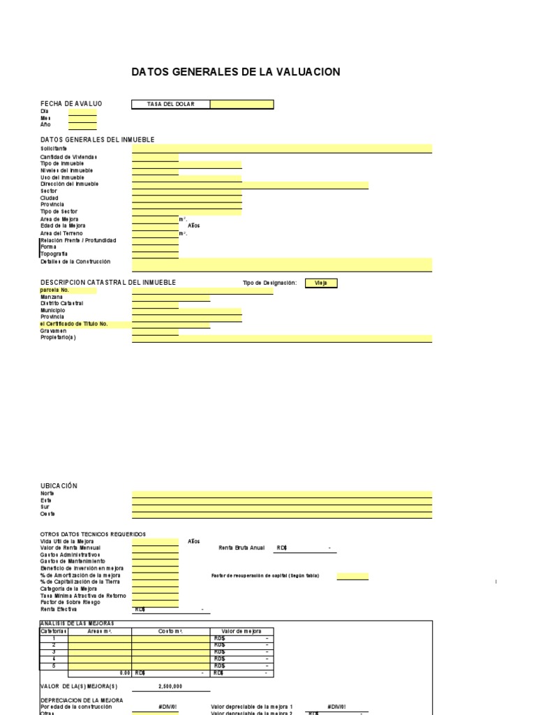 Plantilla Tasacion | PDF | Tasador | Valoración (Finanzas)