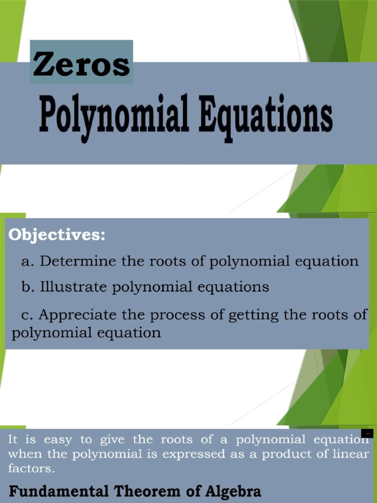 1 Zeros Polynomial Equations | PDF