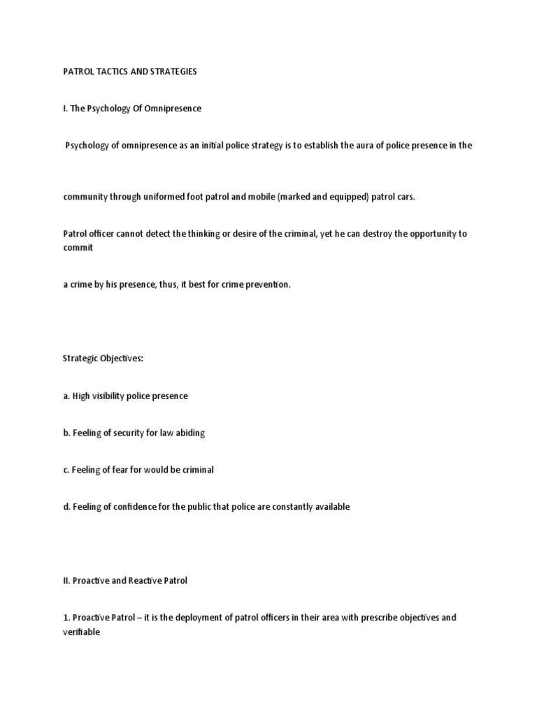 Patrol Tactics for Crime Prevention | PDF | Police | Police Car