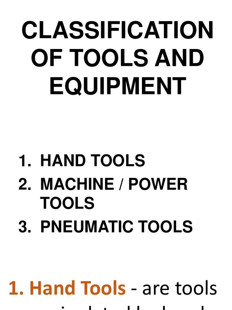 Classification of Tools and Equipment | PDF | Technology & Engineering