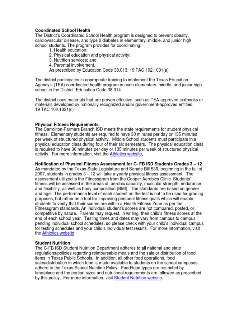 Coordinated School Health Program Overview | PDF | Physical Fitness ...