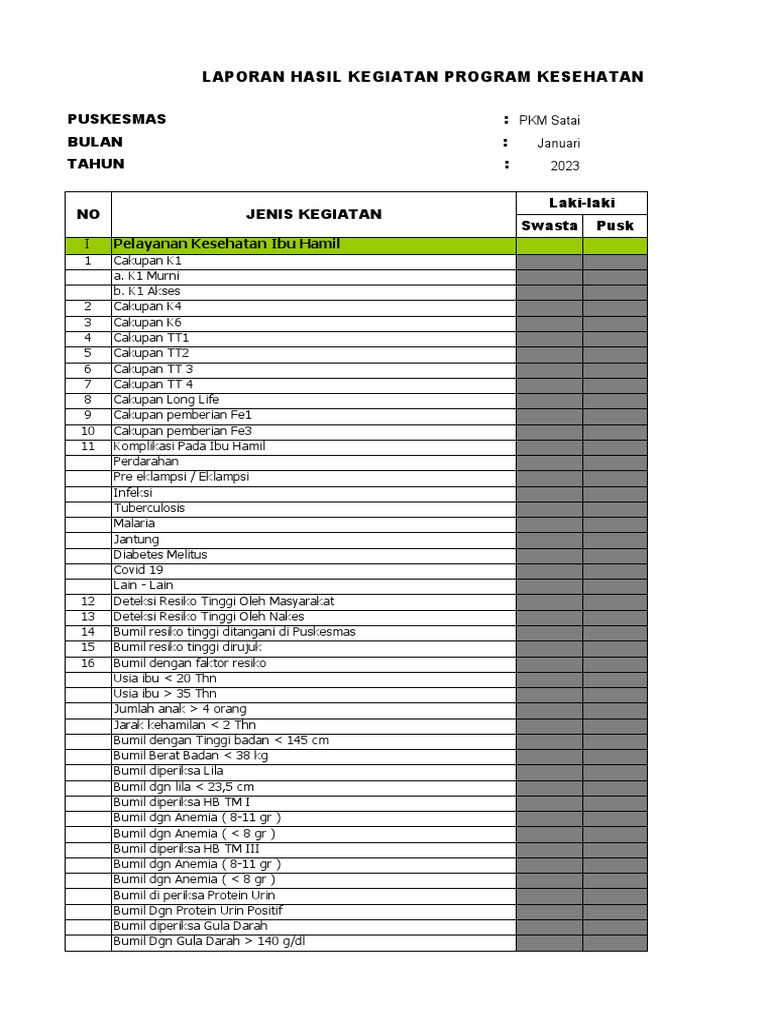 Laporan KIA Dan KB Januari 2023 | PDF
