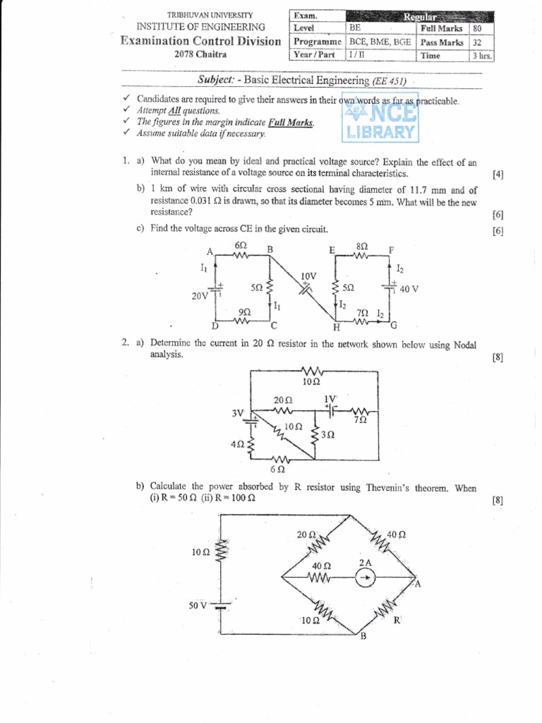 Old Question Basic Electrical Engineering | PDF | Teaching Methods & Materials