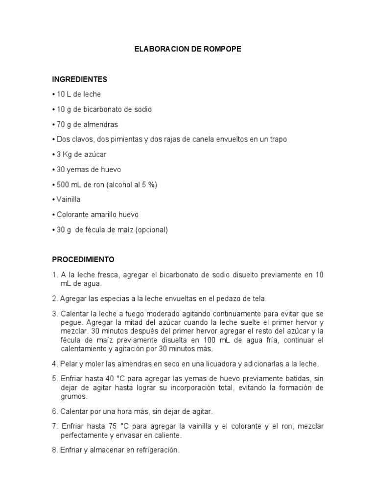 Receta de Rompope Casero | PDF