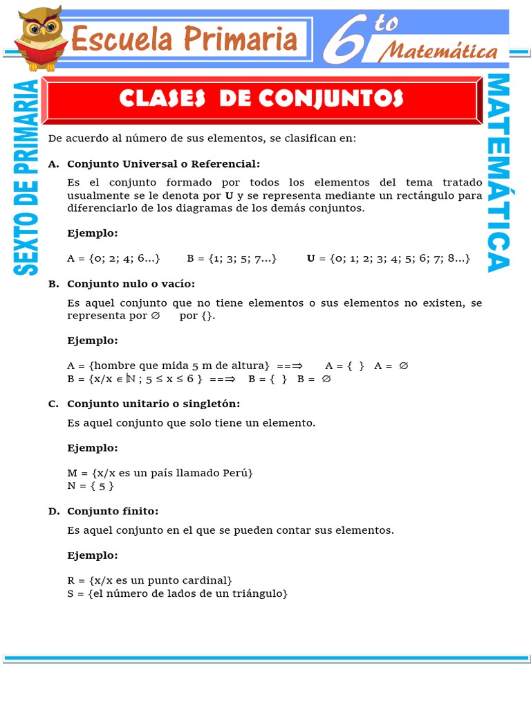 Actividades de Clases de Conjuntos para Sexto de Primaria | PDF
