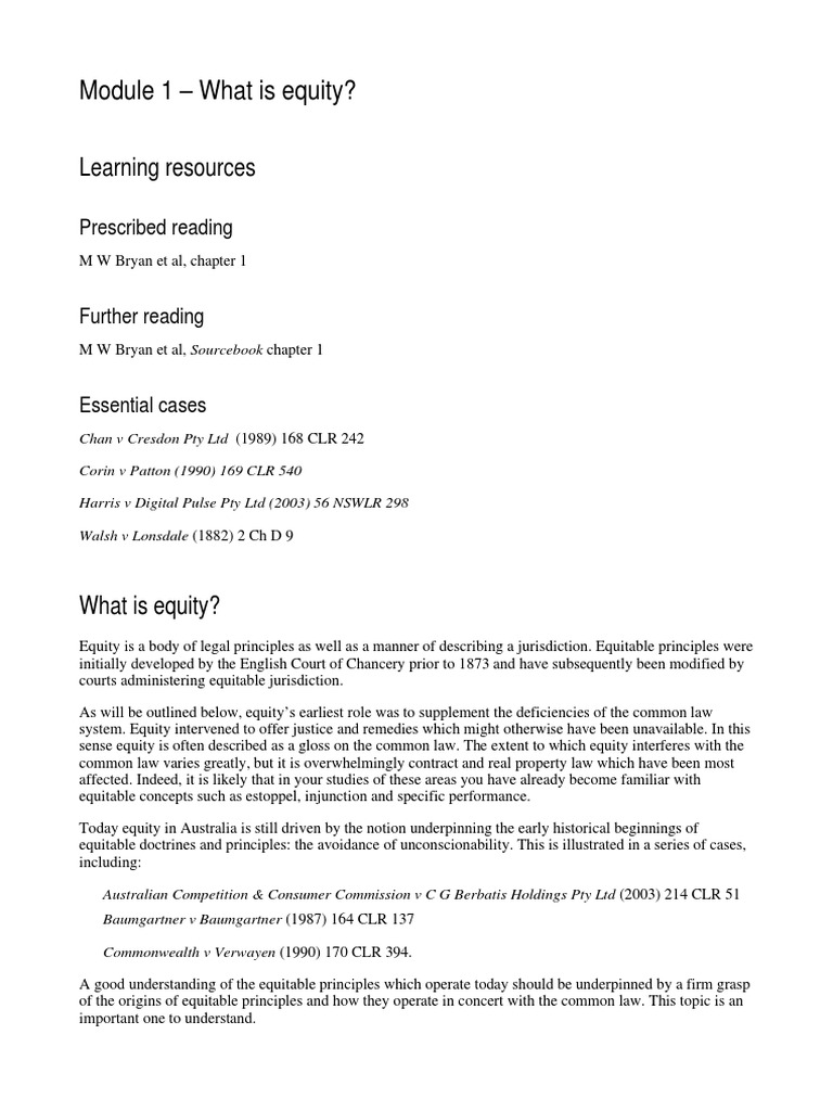 Modules 1 To 3 - BDS | Download Free PDF | Equity (Law) | Legal Remedy