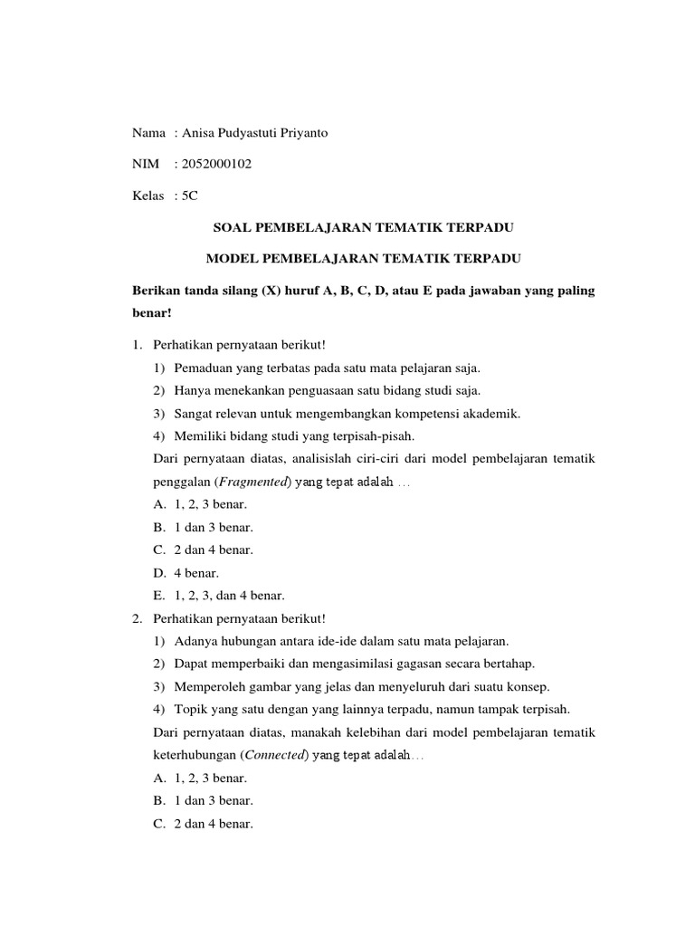 Soal PTT 5 Model PTT | PDF