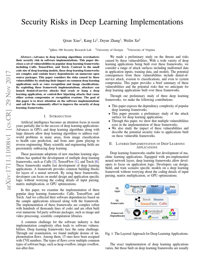 Deep Learning Framework Security Risks | PDF | Deep Learning | Machine ...