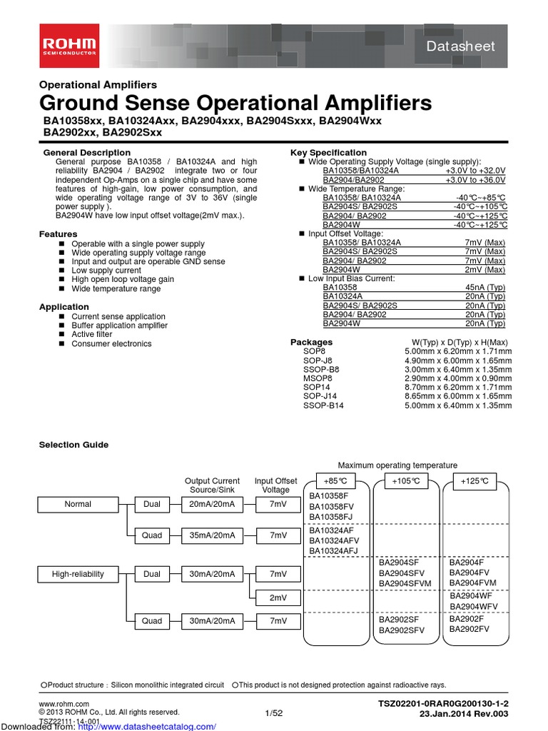 Ground Sense Operational Amplifiers: Dat Asheet | PDF