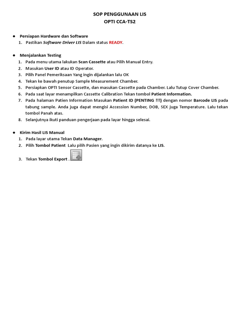 Salinan SOP OPTI-CCA-TS2 | PDF