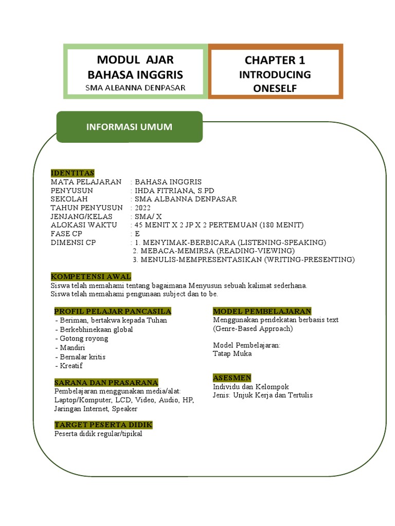 Modul 1 Introducing Onself | PDF