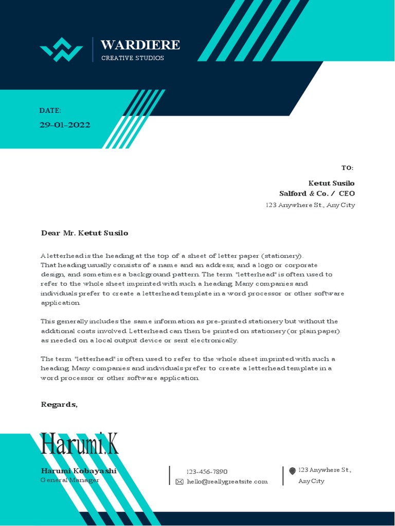 Green Blue Minimalist Modern Business Letter | PDF