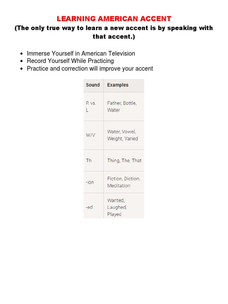 Learning American Accent | PDF