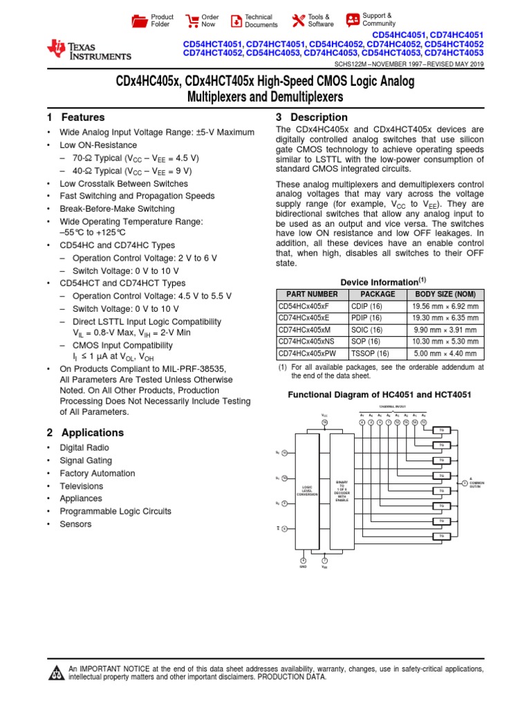 CD 74 HC 4053 | PDF | Electrostatic Discharge | Cmos