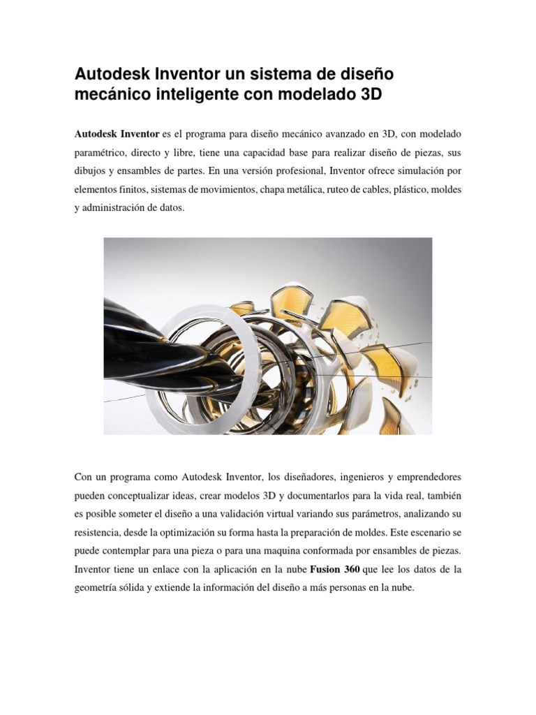Autodesk Inventor Un Sistema de Diseño Mecánico Inteligente Con ...