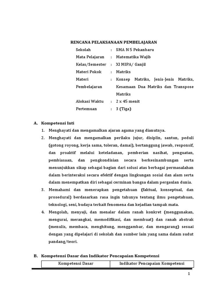 RPP Matriks P3 | PDF