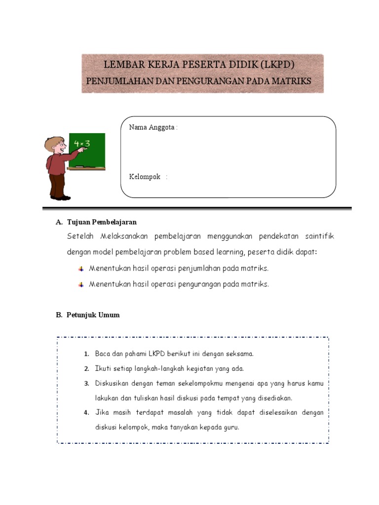 LKPD MATRIKS P4 | PDF