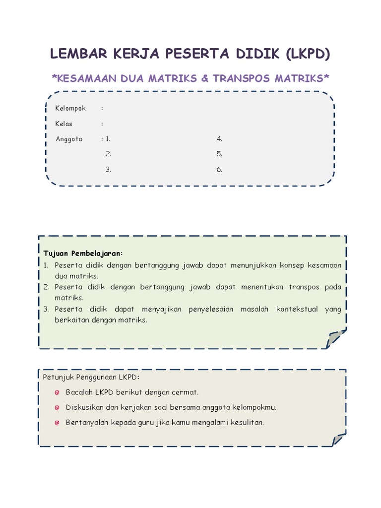 LKPD Matriks P2 | PDF