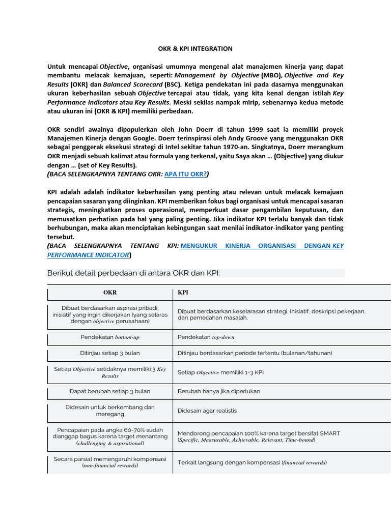 OKR & KPI Integration.docx (1) | PDF