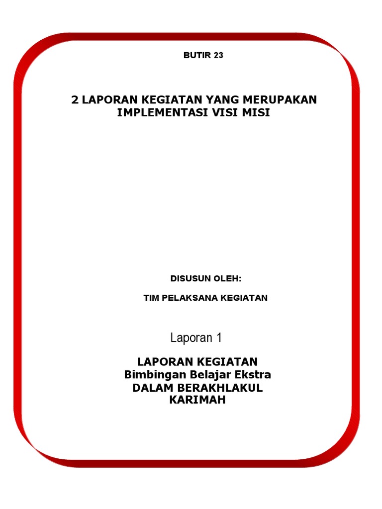 Laporan Kegiatan Implementasi Visi Misi | PDF | Seni