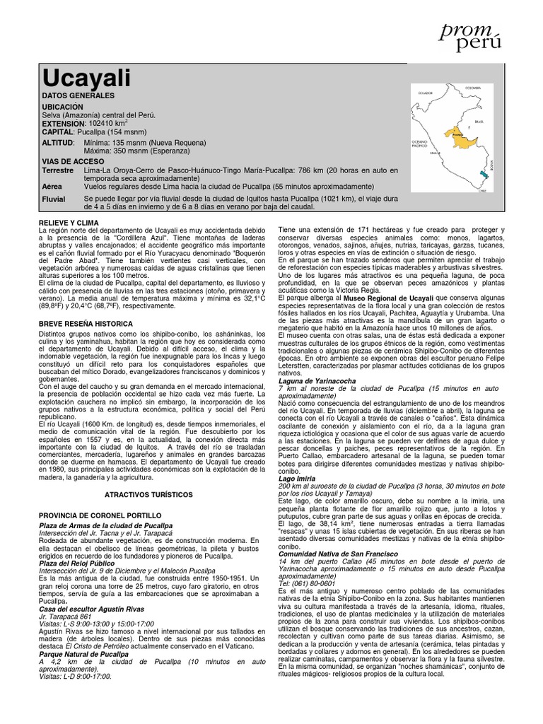 Guía Turística de Ucayali | PDF | Viajes y turismo | Historia