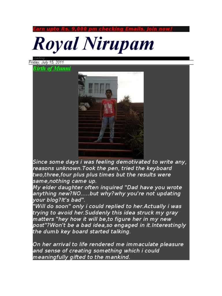 Royal Nirupam: Birth of Munni | PDF | Mirror | Time