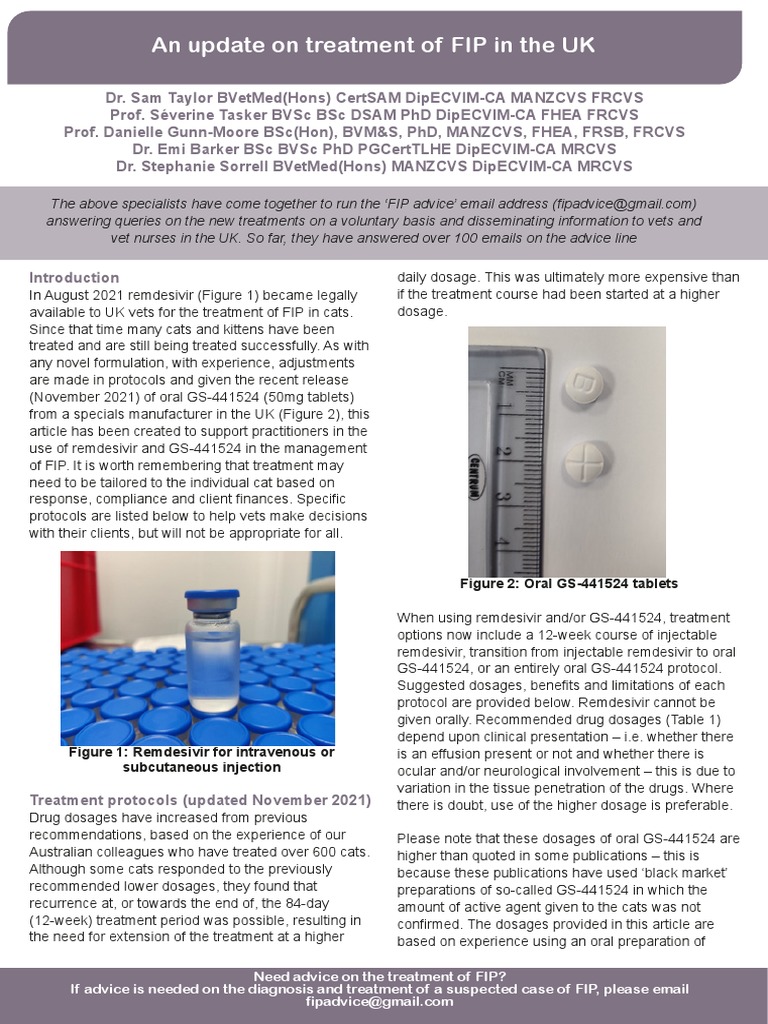 An Update On Treatment of FIP in The UKv2 | PDF | Injection (Medicine ...