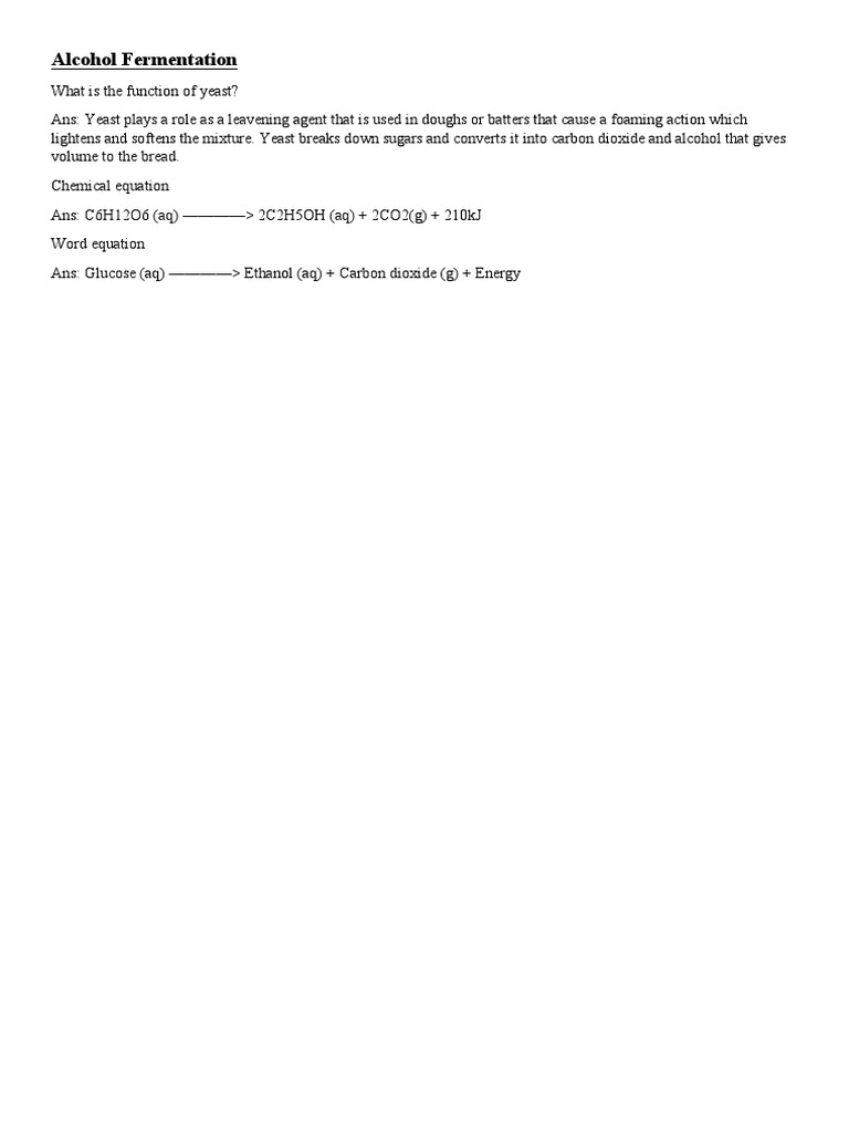 Alcohol Fermentation | PDF | Yeast | Breads