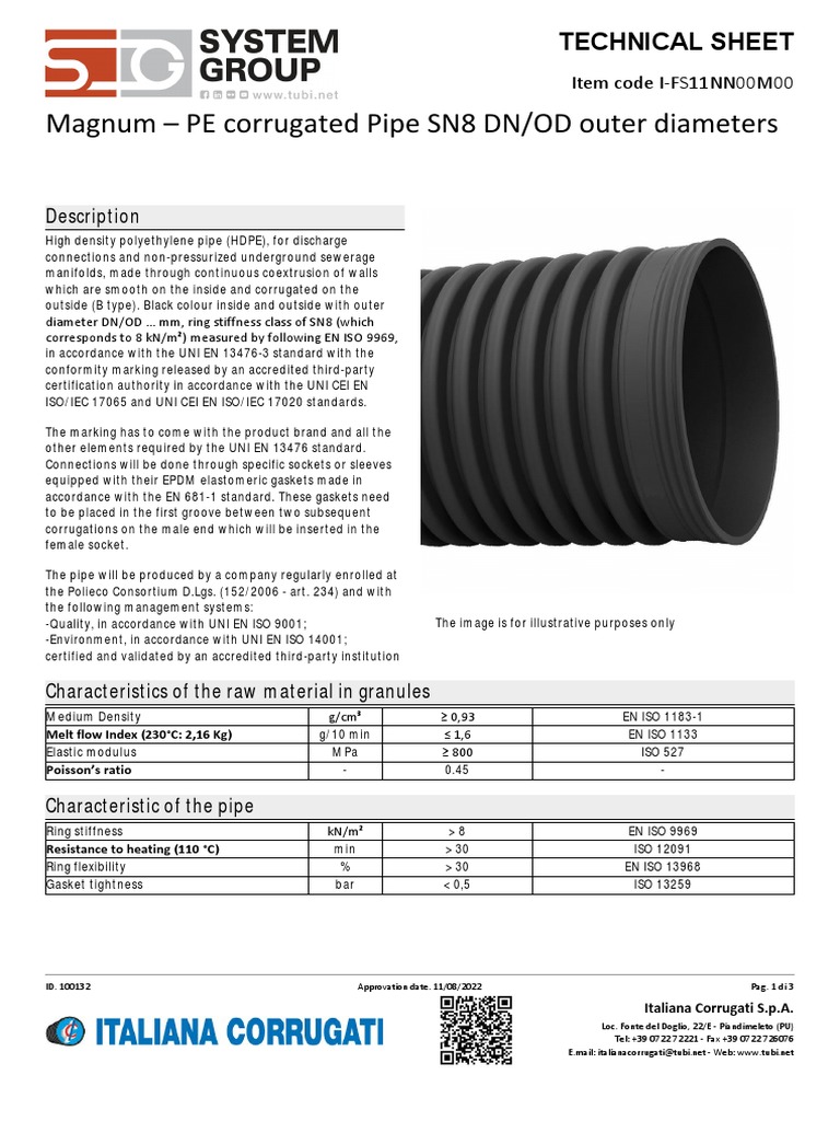 Magnum Â PE Corrugated Pipe SN8 DN-OD Outer Diameters | Download Free PDF | Pipe (Fluid ...